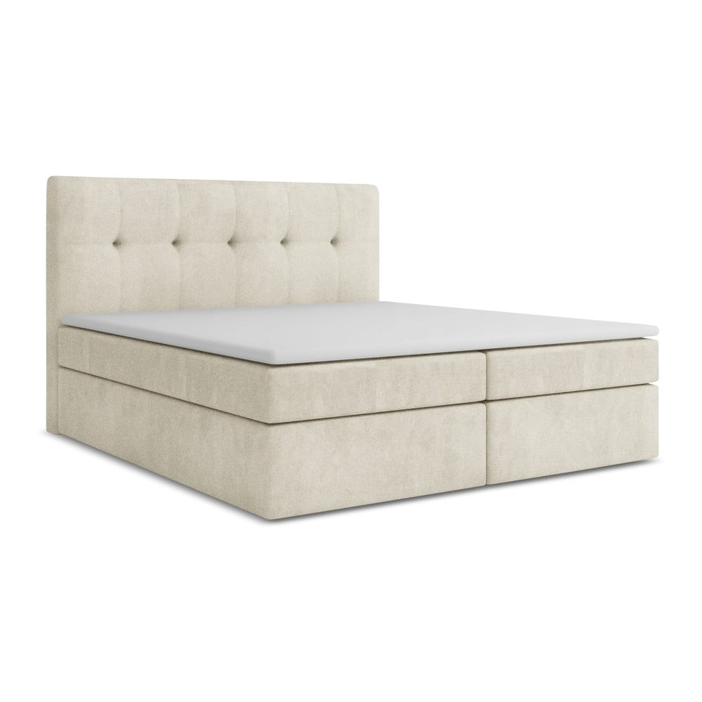 Krémová boxspring postel s úložným prostorem 180x200 cm Palta – Makamii ...