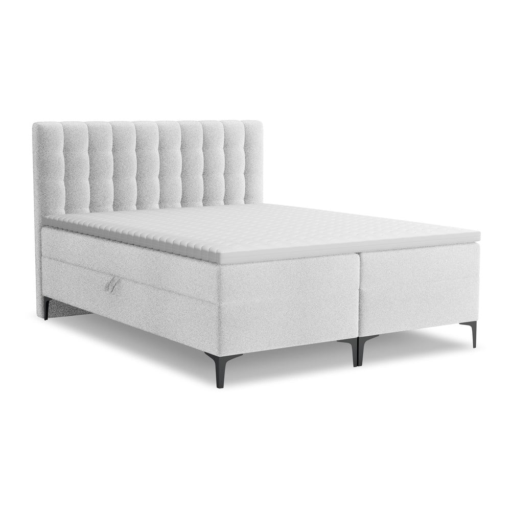 Boxspring postel s úložným prostorem 140x200 cm ve stříbrné barvě ...
