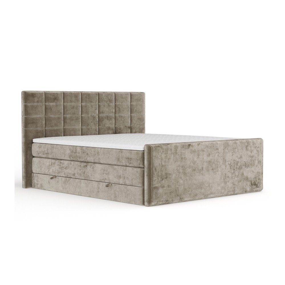 Světle hnědá boxspring postel s úložným prostorem 200x200 cm Ava ...