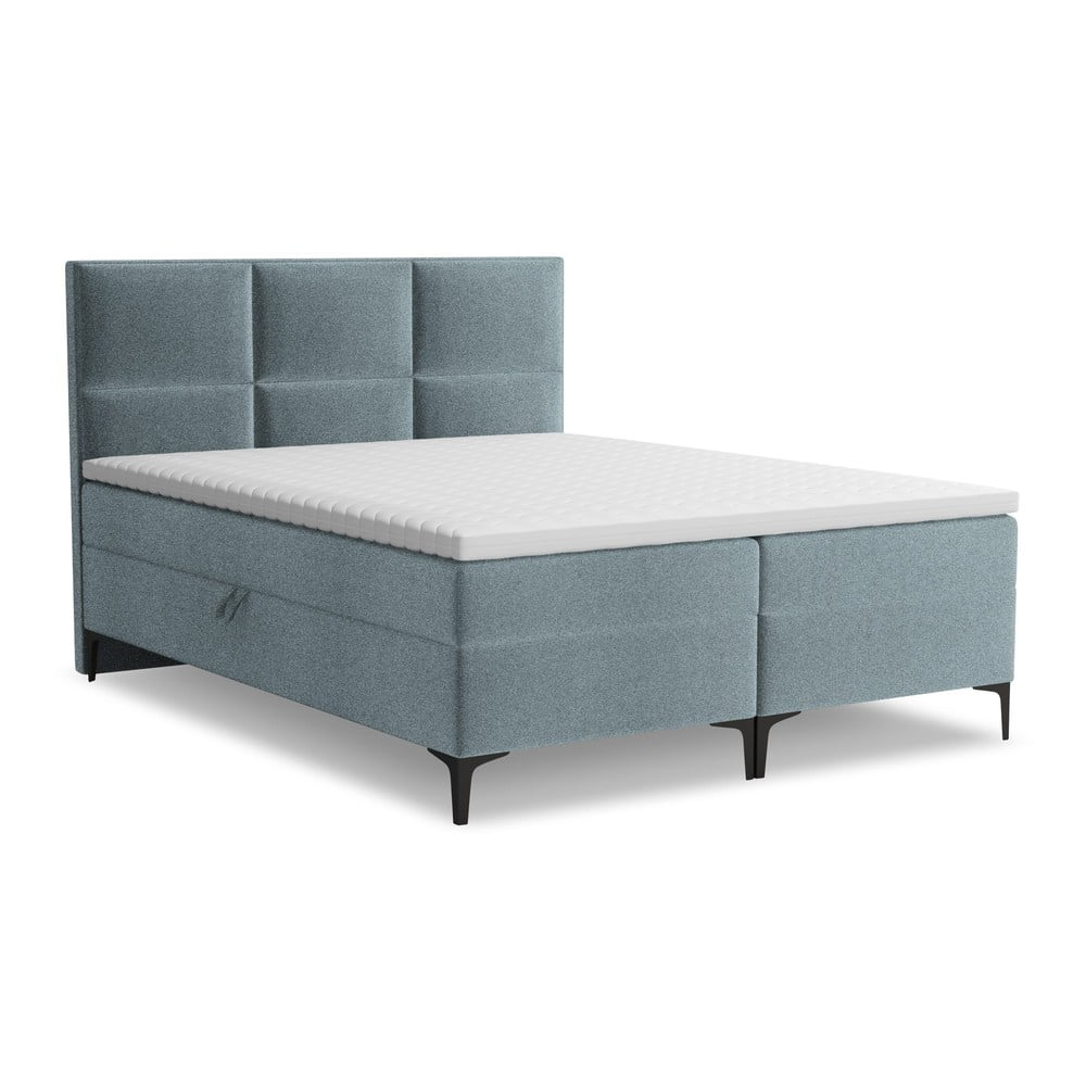 Světle modrá boxspring postel s úložným prostorem 140x200 cm Pakalana ...